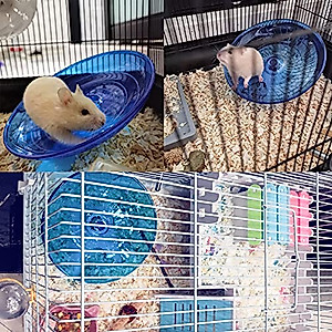 2 Pack Rat Flying Saucer Exercise Wheel & Wood Bridge Rainbow Climb - Durable ABS Plastic Running & Jogging Running Silent Spinner - for Mouse Hedgehog Chinchilla Pets Mice Hamsters Gerbil Cage Toy