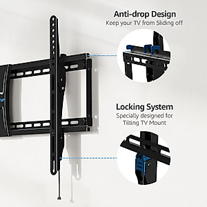 MOUNTUP UL Listed TV Wall Mount, Tilting TV Mount Bracket for Most 37-75 Inch Flat Screen/Curved TV Low Profile Wall Mount Saving Space Max VESA 600x400mm Hold up to 99 lbs Fit 16" 18" 24" Stud MU0008
