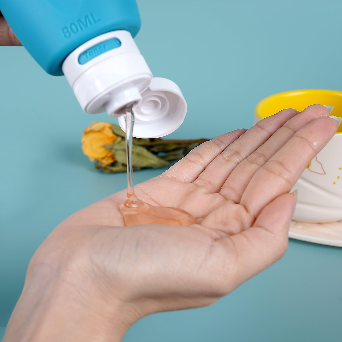 JaneJu Travel Bottles for Toiletries, TSA Approved 3oz 4 Pack Travel Size Containers, Refillable Leak Proof BPA Free Silicone Squeezable Travel Accessories for Shampoo Conditioner Lotion