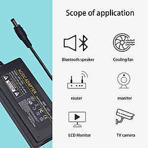 Snsnlent AC Adapter Power Supply 12V 4A 48W AC/DC Power Adapter with 5.5x2.1mm DC Plug 12V 4A 48W for LCD Monitor, LED Strip Light and Other Low Voltage Device