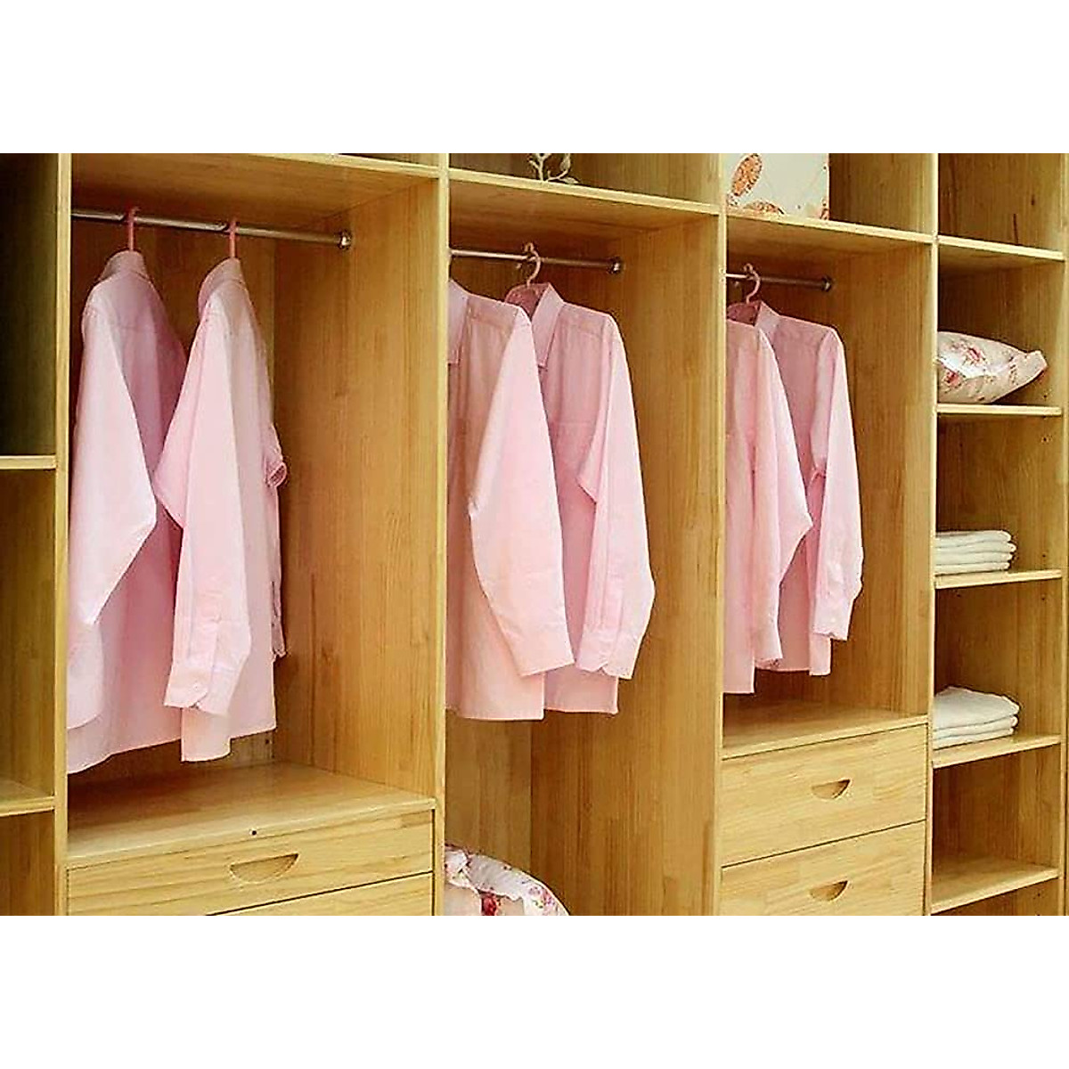 AUSGLEIFEN 18 to 30 inches Adjustable closet Rod, Wall mounted hanging Rod for closet, Premium 304 Stainless Steel closet Pole closet Bar with socket set for Wardrobes,small