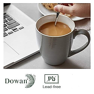 DOWAN Coffee Mugs, Coffee Mugs Set of 6, 17 Oz Ceramic Coffee Cups with Handle, Hot Cocoa Mugs, Mug Sets, Large Coffee Mug for Coffee Tea, Party, Gray