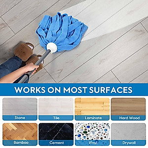 Matthew Microfiber Cloth Mop Compatible with Ceda Microfiber Cloth Mop Refill Commercial Mop Replacement 54" Stainless Steel Handle with 2 Wet Mop Heads w/1 Handle Incl.2Pcs Microfiber Cloth-Blue