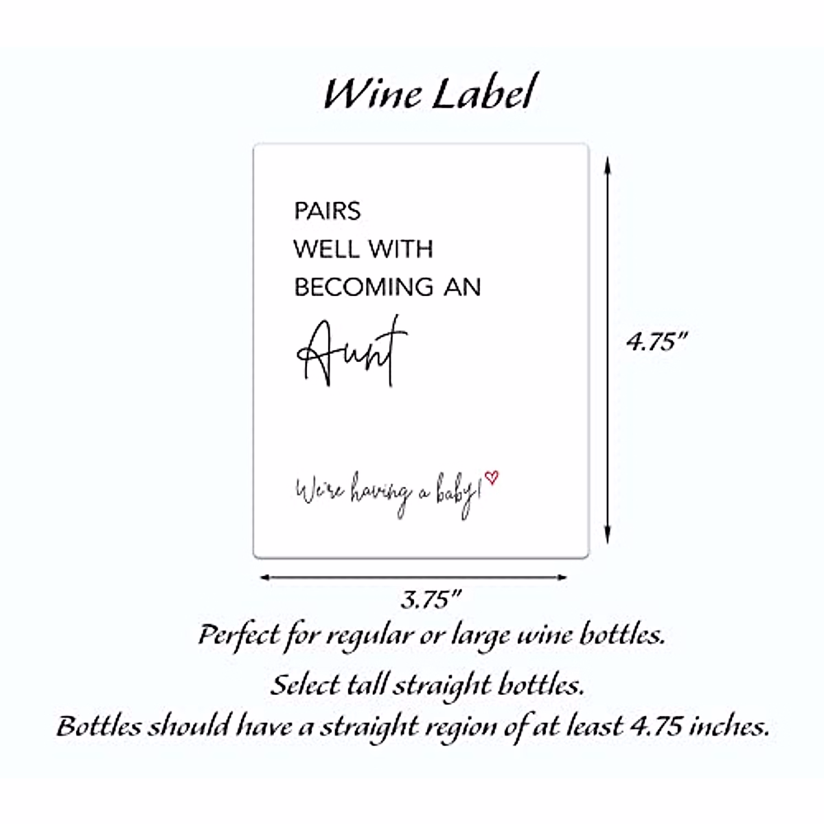 Pairs Well With Becoming an Aunt ● SET of 4 ● GENDER NEUTRAL Pregnancy Announcement Wine Labels, Baby Announcement to Friends Wine Label, Pregnancy Reveal, Alternative to Card from Roseum Collections