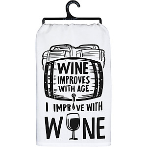 Primitives by Kathy Decorative Kitchen Towel - Wine Improves with Age..I Improve with Wine