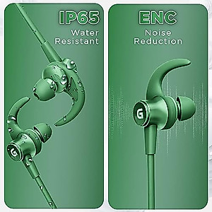 GIZMORE Giz Mn227 Bang Bluetooth Wireless 5.2 in Ear Neckband, Up to 40 Hrs Playtime, Dual Pairing, Touch Controls, Magnetic Smart Buds, Fast Caharge Neckband (Green)