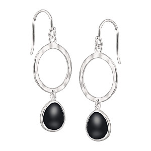Silpada &#039;Dark Halo&#039; Natural Black Agate Drop Earrings in Sterling Silver
