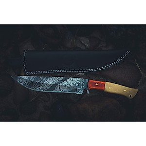 Perkin Hunting Knives 12 Inches Damascus Steel Knife Full Tang Fixed Blade Knife FBE111