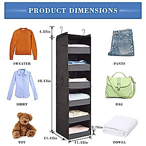 Bosuelife 3 Shelf Hanging Closet Organizers, 2 Pack Collapsible Closet Hanging Shelves, for Bedroom, Living Room, Baby Nursery, Camper Accessories, Non-Woven Fabric, Black