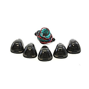 Red Hound Auto Compatible with Ford Super Duty 1999-2016 5-Piece Smoked Lens Amber LED Cab Roof Running Marker Light Set Complete Kit with Wiring Harness