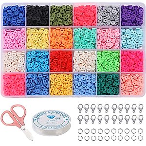 Flat Beads for Jewelry Making, Acrsikr Heishi Clay Beads 6mm
