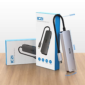 ICZI USB C Hub, 5 in 1 USB C Adapter with 4K HDMI, 2 USB-A 5Gbps Data Ports, SD/TF Card Reader, Thunderbolt 3 Compatible USB C Dongle for MacBook Pro/Air and More USB-C Devices