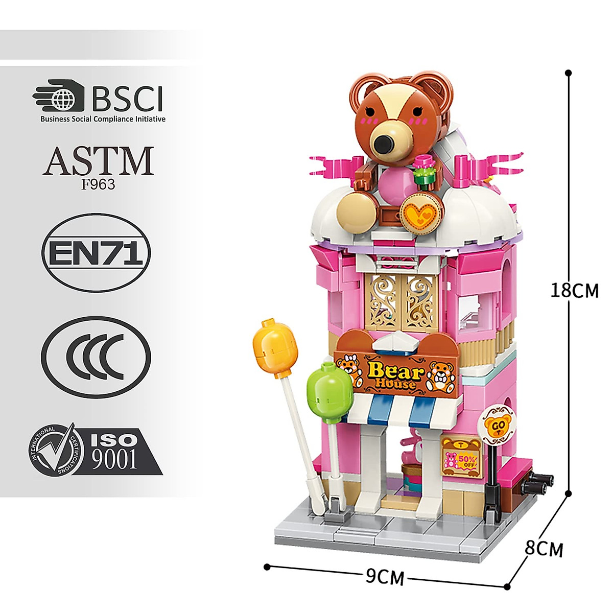 PeachLeaf Building Blocks Toys for Girls Teddy Theme Store Pink Building Toy Store Bricks Toys STEM Toys Creative Construction Play Set Christmas Birthday Gifts for Girls Age 6-12 and Up (281 Pieces)