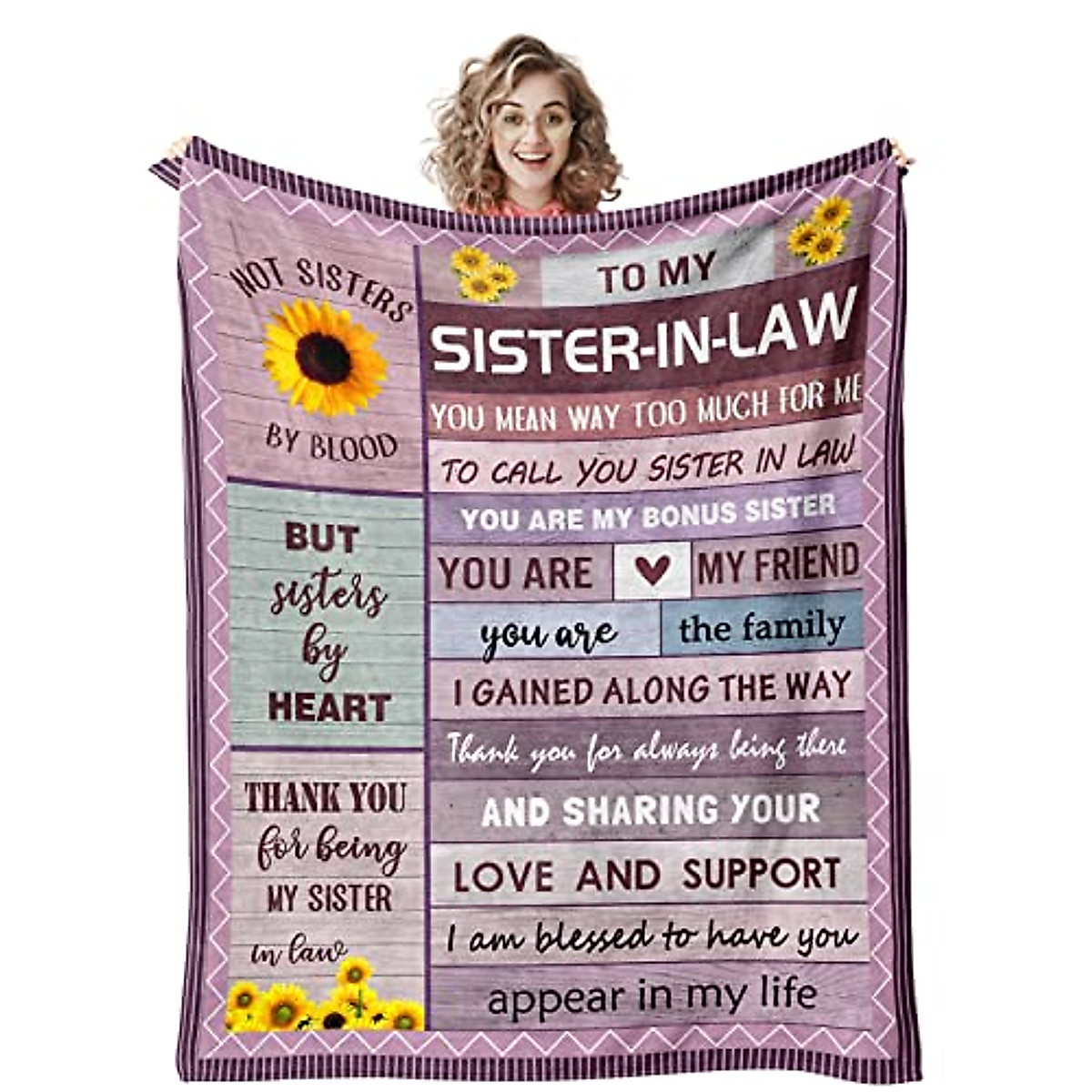 Quilazy Mothers Day Sister in Law Gifts for Sister in Law, Sister in Law Birthday Gifts, Gift for Sister in Law, Sister in Law Wedding Mother's Day Birthday Gift for Sister in Law Blanket 60"x 50"