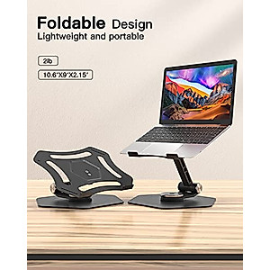 SOJUNER Swivel Adjustable Laptop Stand, 360° Rotating of Aluminum Laptop Stand for Desk, Laptop Riser with Mechanical Sound, Laptop Computer Stand Compatible with 10-16 inch Laptop, Gray