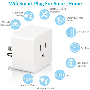 Seamless Home Automation Smart Plug – 3-Prong Grounded Outlet, Remote Control for Electrical Devices, Compatible with Alexa and Google Home, Effortless Convenience, Pack of 4