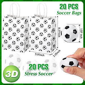 Aoriher 194 Pcs Soccer Party Favor Bulk Sport Birthday Party Gift Soccer Goodie Bag Filler Mini Soccer Ball Toy Silicone Bracelet Soccer Tattoo Sticker Soccer Slap Bracelet Keychain Button Pin