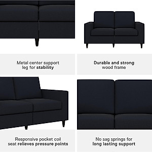 REALROOMS Coral Loveseat 2 Seater Upholstered Sofa, Green Velvet