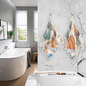 ALAZA Fall Pumpkins Hand Towels for Bathroom Set of 2 Soft Absorbent Cotton Bath Towels Decorative Face Towel 16" X 28"