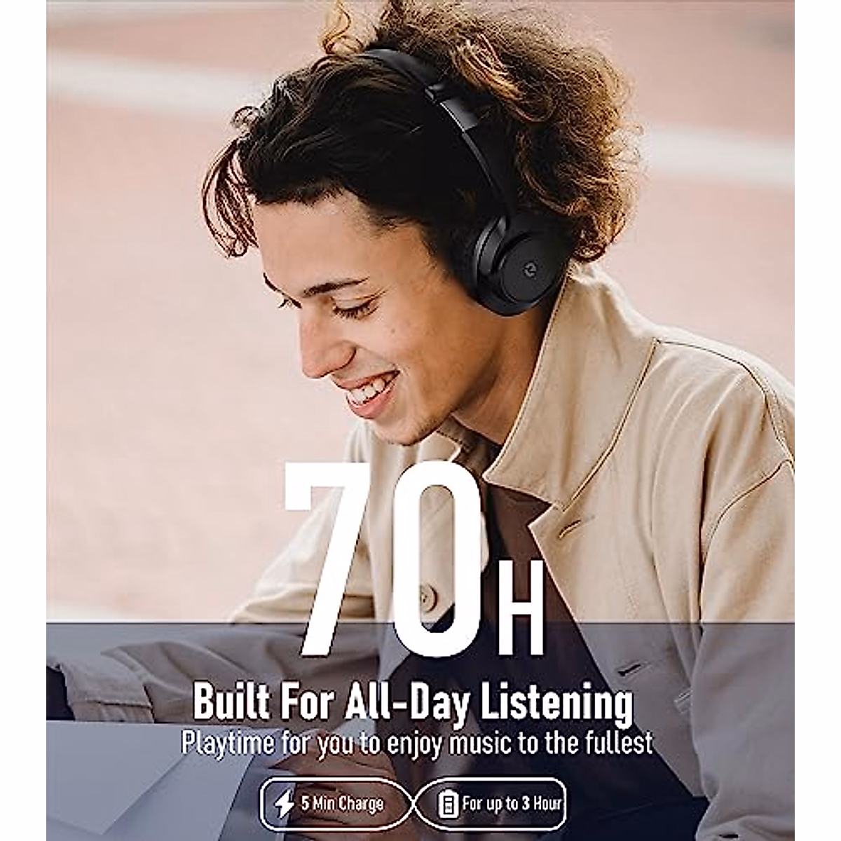 Headphones Wireless Bluetooth 70 Hours Playtime Bluetooth Headphones with Microphone,3EQ Modes,Over-Ear Headphones HiFi Stereo Foldable Lightweight,Deep Bass for Home Traver Work PC/Callphones