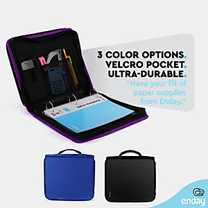 Enday 2 Inch Zipper Binder - 880 Sheet Capacity, 5 Pockets, Expanding File Folder with Durable Handle, Multiple Pockets School Binder Organizer, Purple