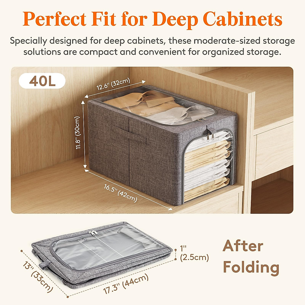 Lifewit 6 Pack Clothes Storage Bins with Metal Frame, Foldable Clothing Storage Bins with Lids, 40L Stackable Storage Box Storage Bags Fabric Bins Organizer with Clear Window＆ Zippers＆ Sturdy Handles