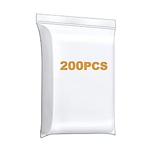 Foopama 200PCS 1" x 1" 4Mil Small Clear Zip Bags, Reclosable Mini Zip Plastic Baggies Heavy Duty Lock Poly Bag For Jewelry Pill Beads Coin Thick Zipper