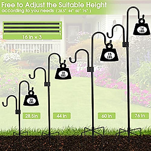 KETIEE Shepherds Hooks for Outdoor, 75 Inch Heavy Duty Bird Feeder Pole with 5 Prongs Base, Adjustable Garden Hooks for Hanging Plant, Lantern, Holiday Decorations, Hummingbird Feeder