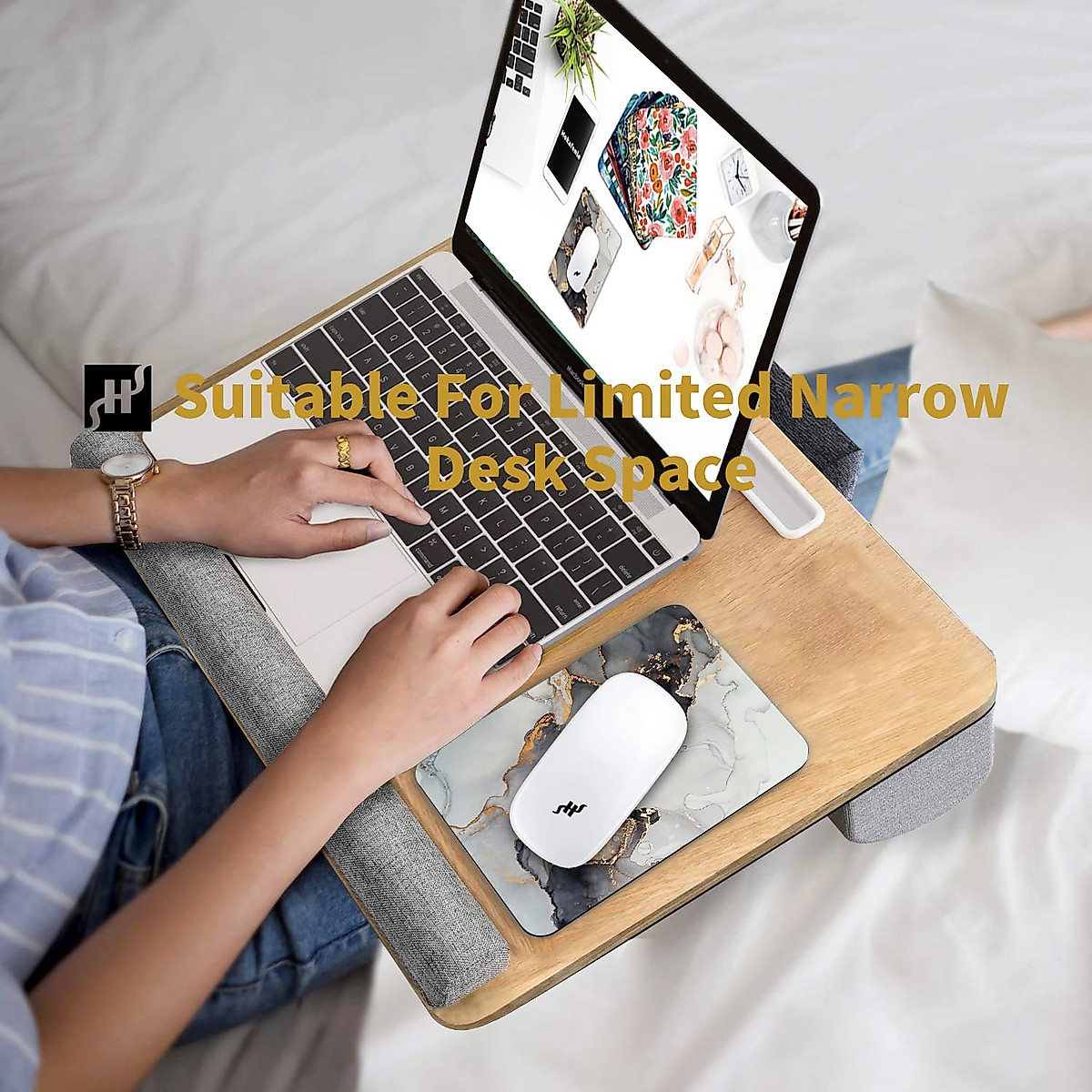 Hokafenle Small Mouse Pad, Mini Mousepad with Washable Lycra Cloth, Computer Mouse Pads for Wireless Mouse, Non-Slip Rubber Base Mousepads (6 x 8 Inch, Black Gold Marble)