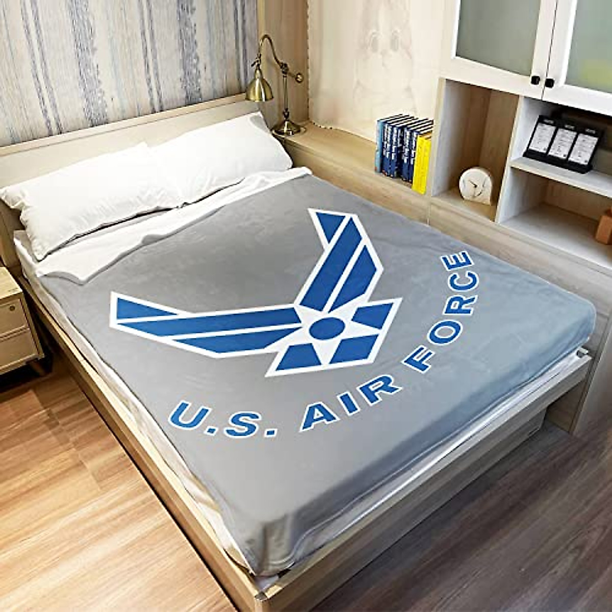 HommomH 60" x 80" Blanket Throw Comfort Warmth Soft Cozy Air Conditioning Easy Care Machine Wash US Air Force