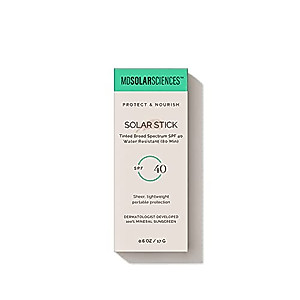 MDSolarSciences Tinted Solar Stick SPF 40 – Water-Resistant Mineral Sunscreen – Broad Spectrum UV Protection – Blendable Zinc Oxide Travel Stick – Smooth, Sheer and Natural Matte Finish, 0.6 Oz