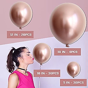Metallic Rose Gold Balloons, 86pcs 18/12/10/5 Inch Different Sizes Metallic Rose Gold Balloon Garland Arch kit for Wedding Valentines Baby Shower Birthday Christmas Party Decorations (Rose Gold)