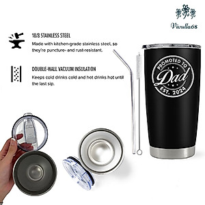 Christmas Gifts For New Dad 2024 Tumbler 20 Oz, Dad Est 2024 Mug, Dad Established 2024 Coffee Cup, 1st Time Fathers Day And Christmas Gifts, Daddy To Be Gift Ideas, Promoted To First Time Dad Cup