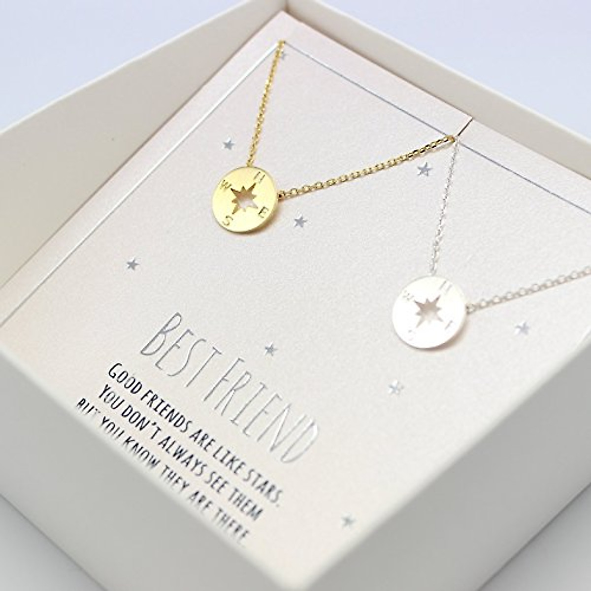 compass necklace, Best friend necklace for 2, BFF Necklace, friendship necklace for 2, silver dainty necklace, Christmas gift, Graduation gifts, valentines