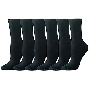 Amazon Essentials Women's Casual Crew Socks, 6 Pairs, Black, 8-12