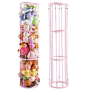 YEXEXINM Metal Stuffed Animal Zoo Storage Holder Standing, Simple Installation, Durable Soft Toy Storage Organizer Shelves Basket, Suitable for Bedroom Nursery Play Room Decor