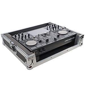 ProX X-PRIMEGO ATA Style Flight Travel hard Case for Denon DJ Prime Go Digital Controller - Silver On Black