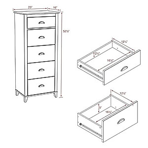 Prepac Yaletown 5-Drawer Tall Chest, White