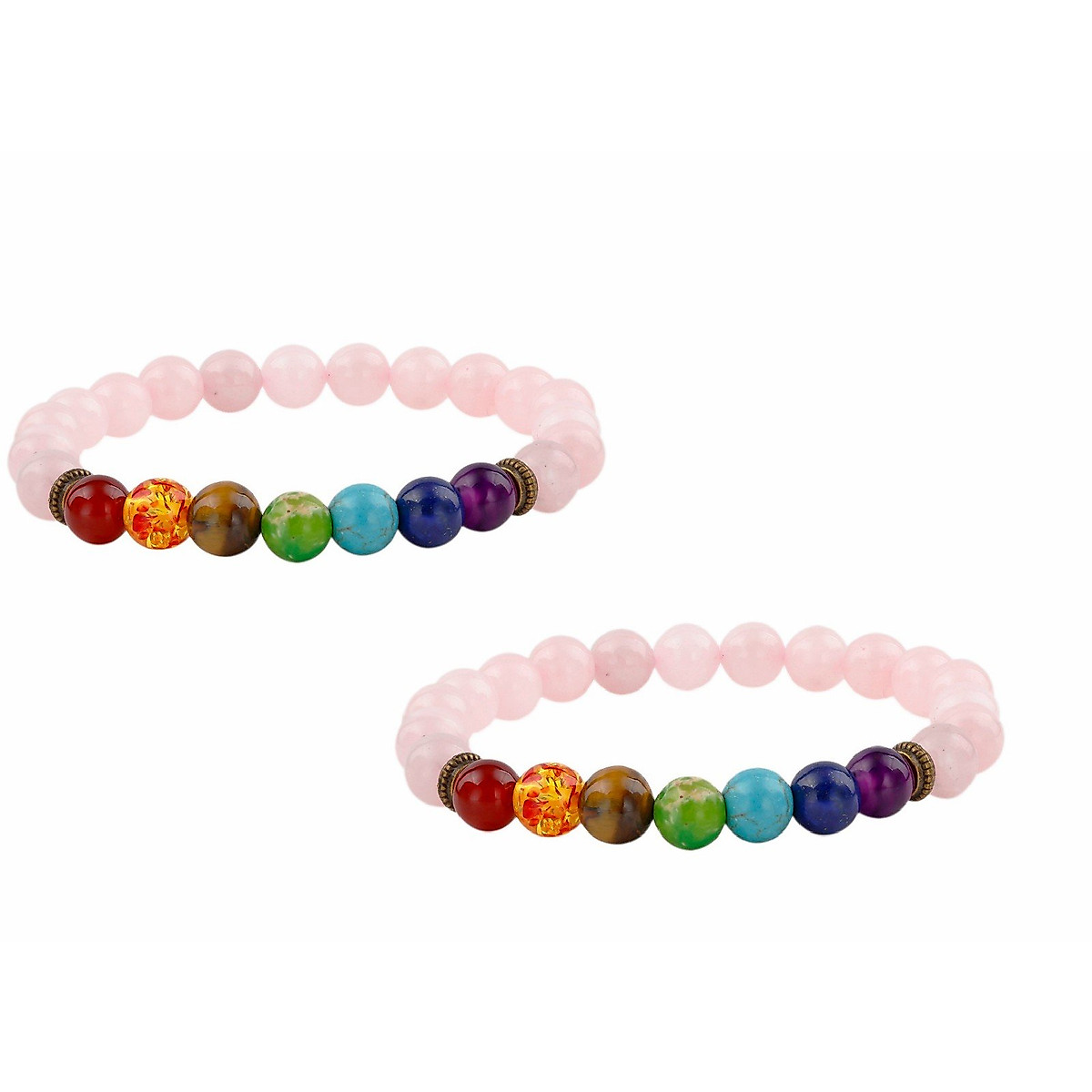 TUMBEELLUWA Beads Bracelets for Men and Women, Semi Precious Stone Yoga Beads Chakra Bracelet,Rose Quartz