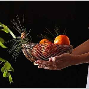 Cq acrylic Fruit Basket For Kitchen,Fruit Basket With Banana Hanger,Fruit and Vegetable Storage Holder For Kitchen Countertop,Golden