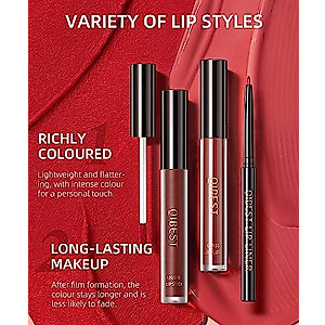 MAEPEOR All In One Lip Kit 3 In 1 Smooth Lipliner Lipgloss and Lipstick Set with Matte Velvet Liquid Lipstick Hydrating Moisturizing Lip Gloss and Creamy Lip Liner (Kit 12, Black Magic)