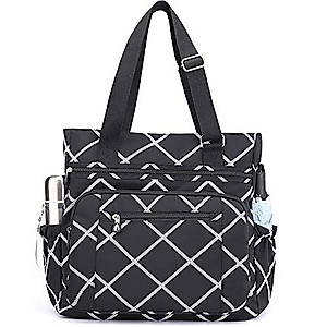 Lavogel Multi Pocket Nylon Shoulder Bag Large Crossbody Bag Travel Purse Bags For Women(Y-Black)