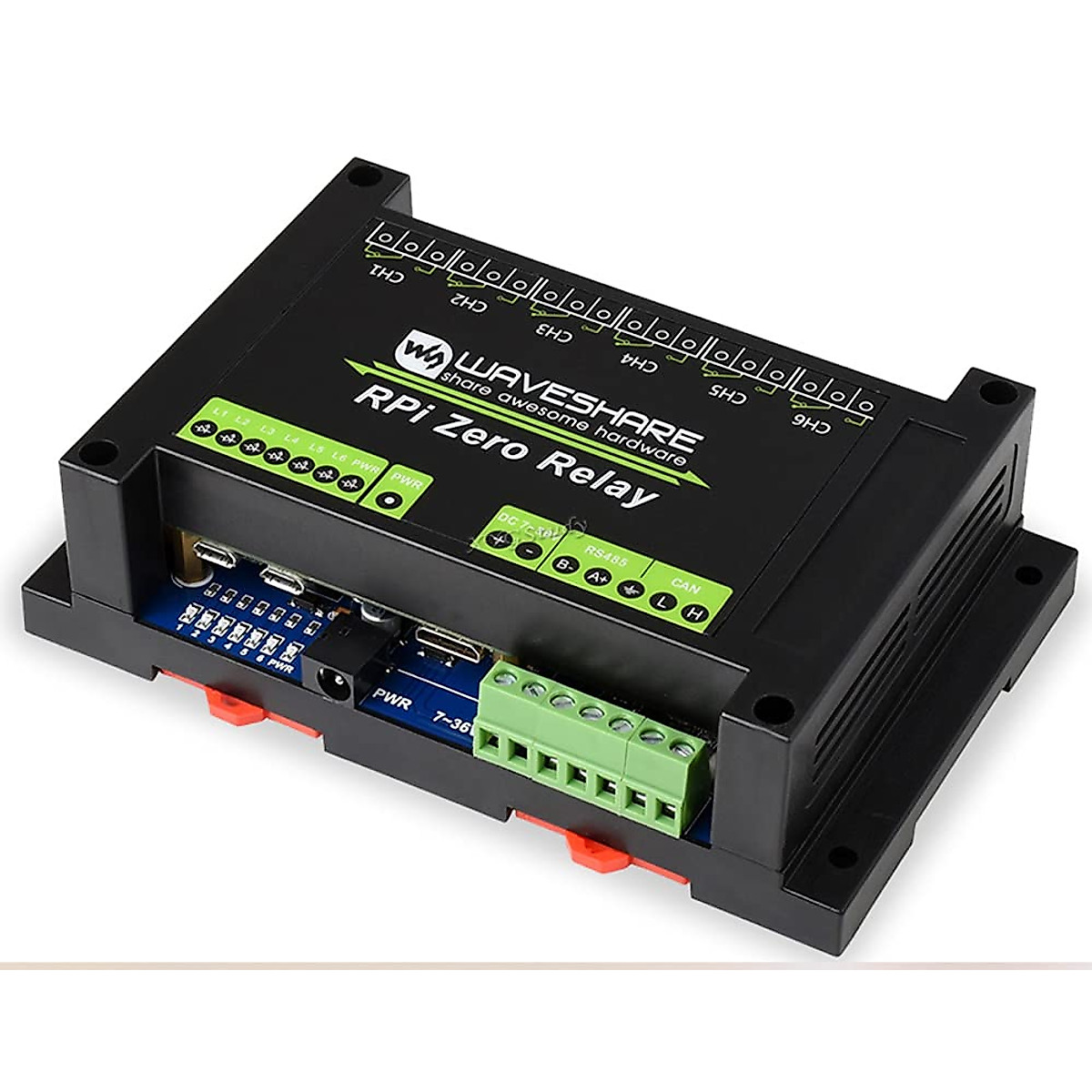 Industrial 6-Channel Relay Module for Raspberry Pi Zero WH with RS485/CAN Bus Power Supply & Photocoupler Isolation Protections @XYGStudy