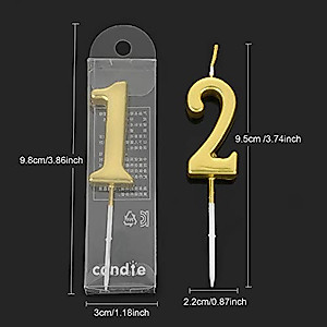 Yaomiao 10 Pieces Birthday Numeral Candles Cake Numeral Candles Number 0-9 Glitter Cake Topper Decoration for Birthday Party Favor (Gold)