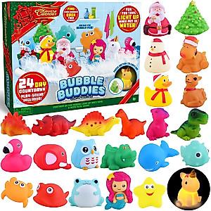 JOYIN Light Up Bath Toys 2023 Christmas 24 Days Countdown Advent Calendar for Kids Toddler LED Animal Floating Shower Pool Toys Set Xmas Gifts Christmas Party Favor