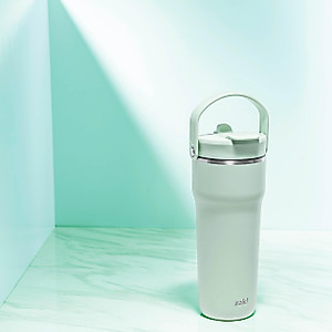Zak Designs Harmony 2-in-1 Coffee Tumbler for Travel or At Home, 30oz Recycled Stainless Steel is Leak-Proof When Closed and Vacuum Insulated with Handle (Icicle Mint Green)