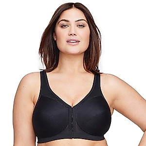 Glamorise Full Figure Plus Size MagicLift Front-Closure Posture Back Bra Wirefree #1265 Black 40K