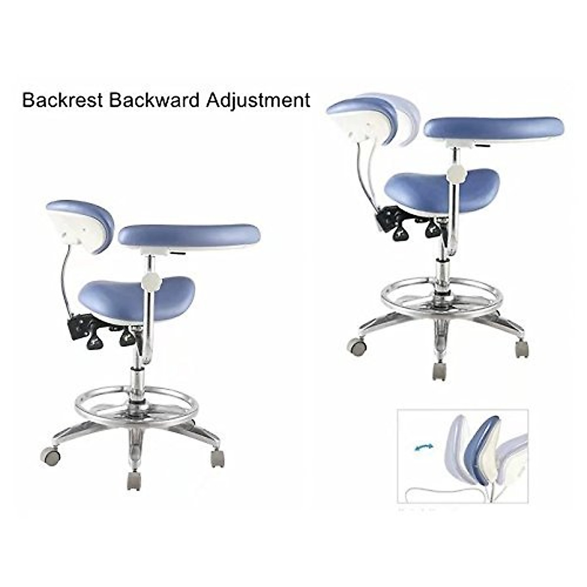 BoNew Deluxe Dental Saddle Chair Medical Stool PU Leather High Density Height Adjustable