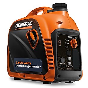 Generac 8251 GP2500i 2,500-Watt Gas Powered Portable Inverter Generator - Compact and Lightweight Design - Produces Clean, Stable Power - COsense Technology - CARB Compliant - Orange/Black