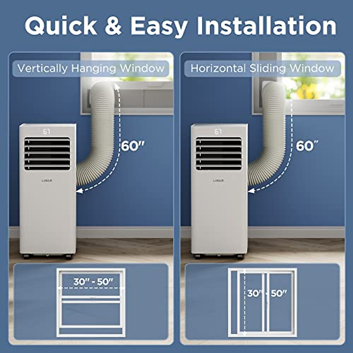 LUBAIR 10,000 BTU Portable Air Conditioners, Portable AC Unit with Remote Control for Room up to 400 Sq.Ft, 3-in-1 Room Air Conditioner Work as Dehu & Fan & Cool with 24Hrs Timer Include Window Kit